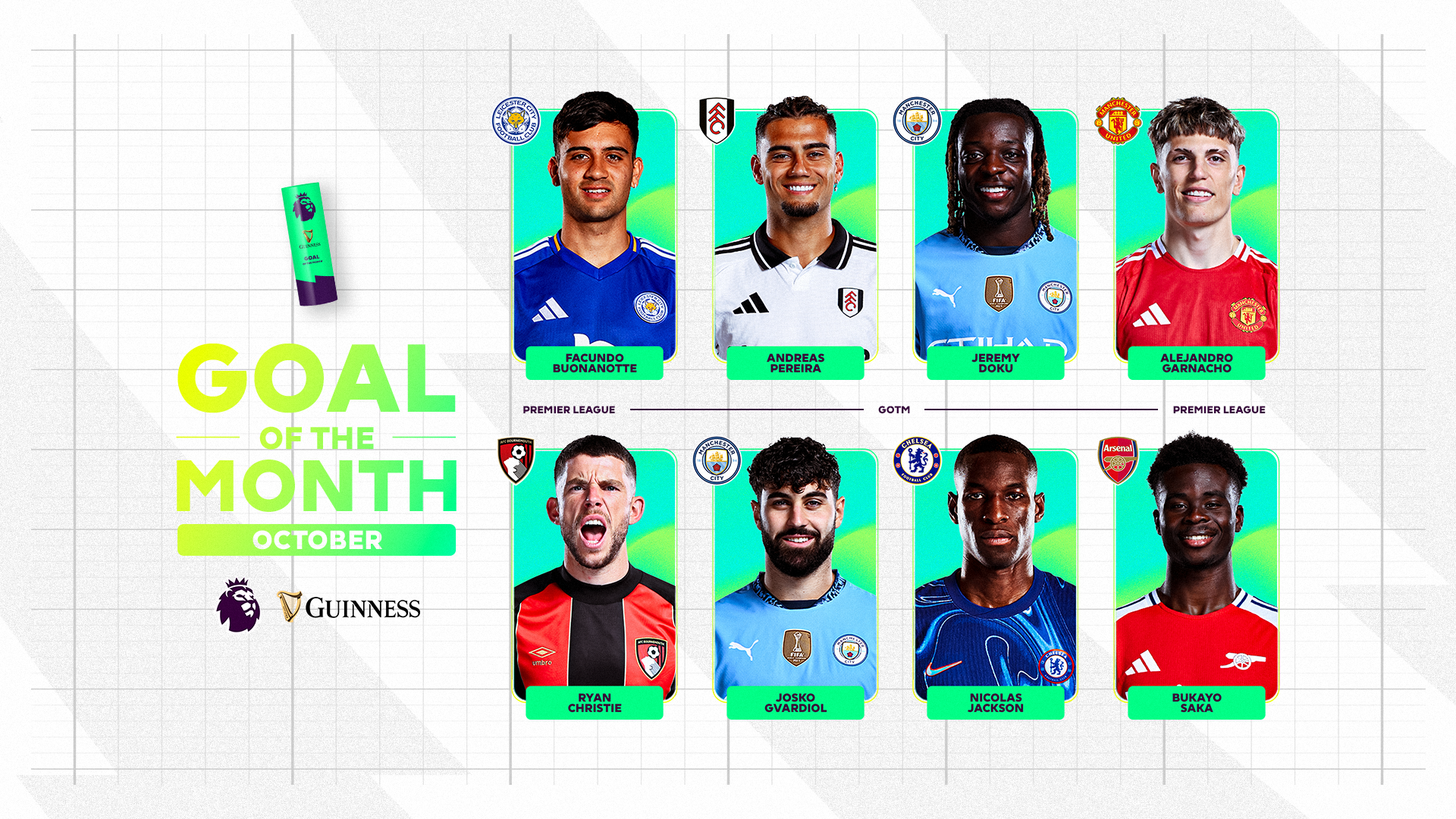 October 2024 Guinness Goal of the Month contenders
