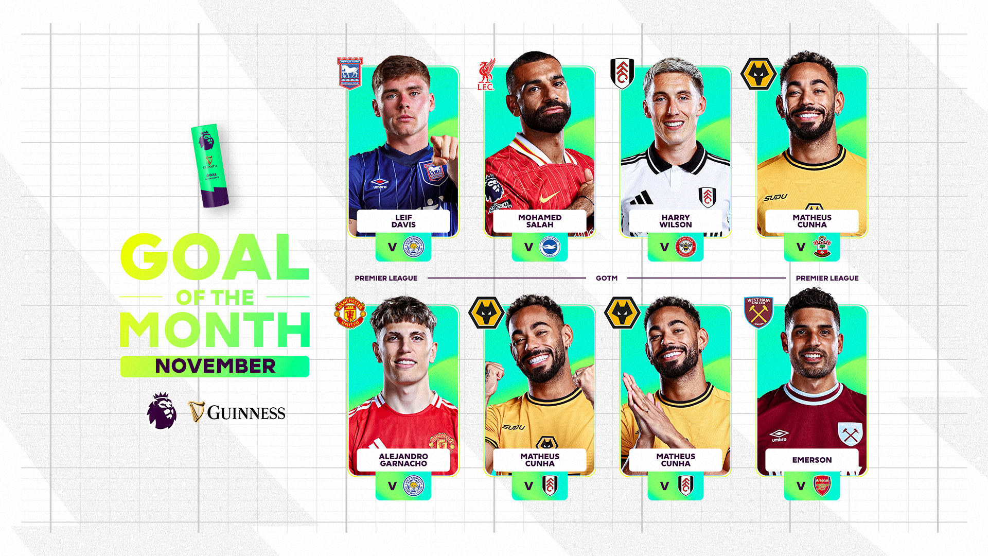 November 2024 Guinness Goal of the Month contenders