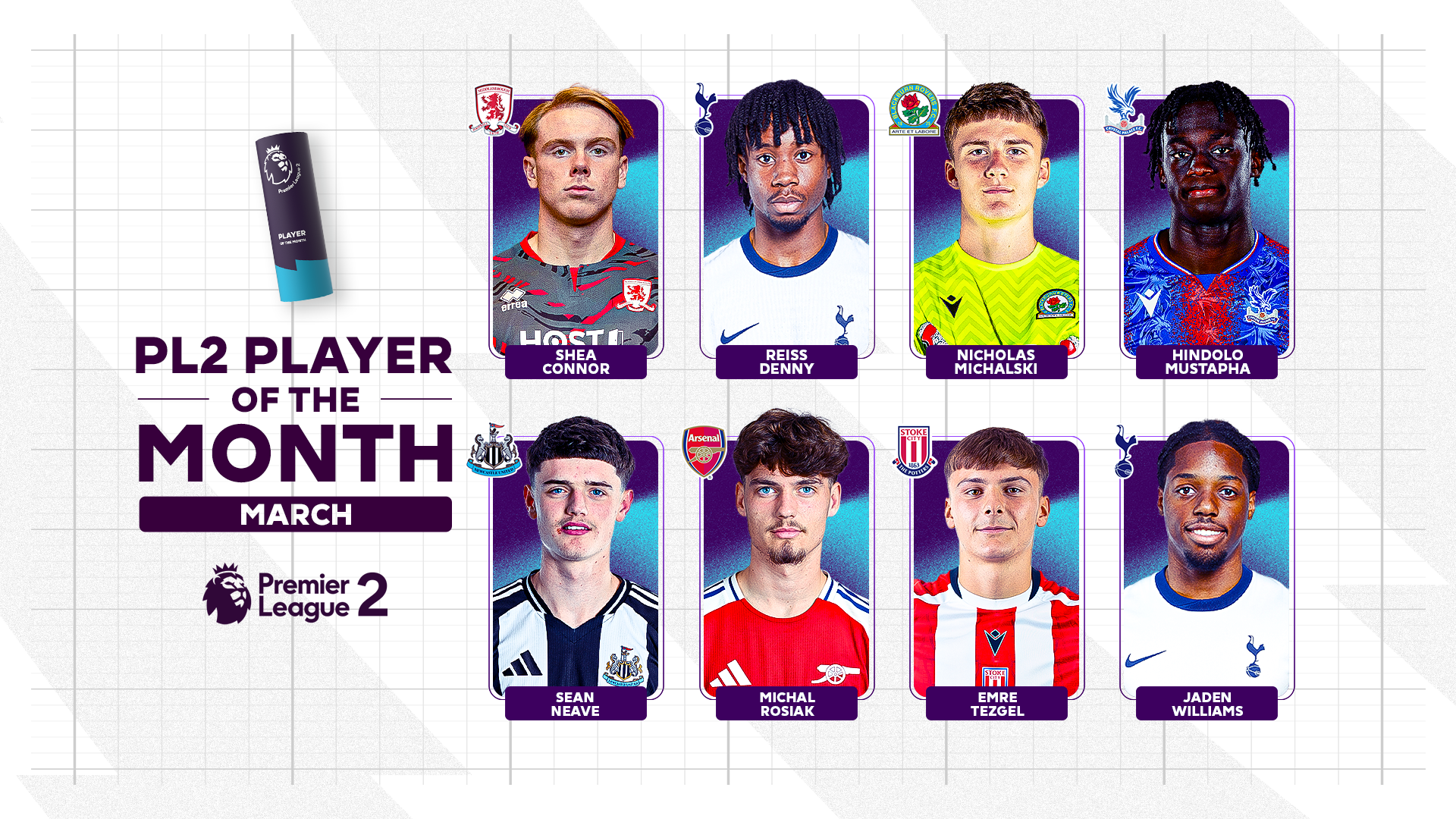 Shortlist revealed for March's PL2 Player of the Month