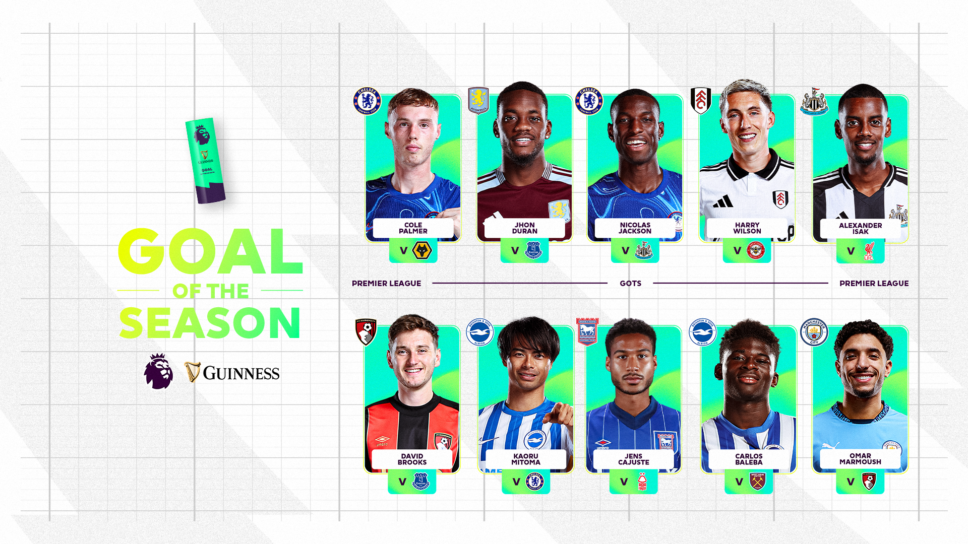 Guinness Goal of the Season shortlist