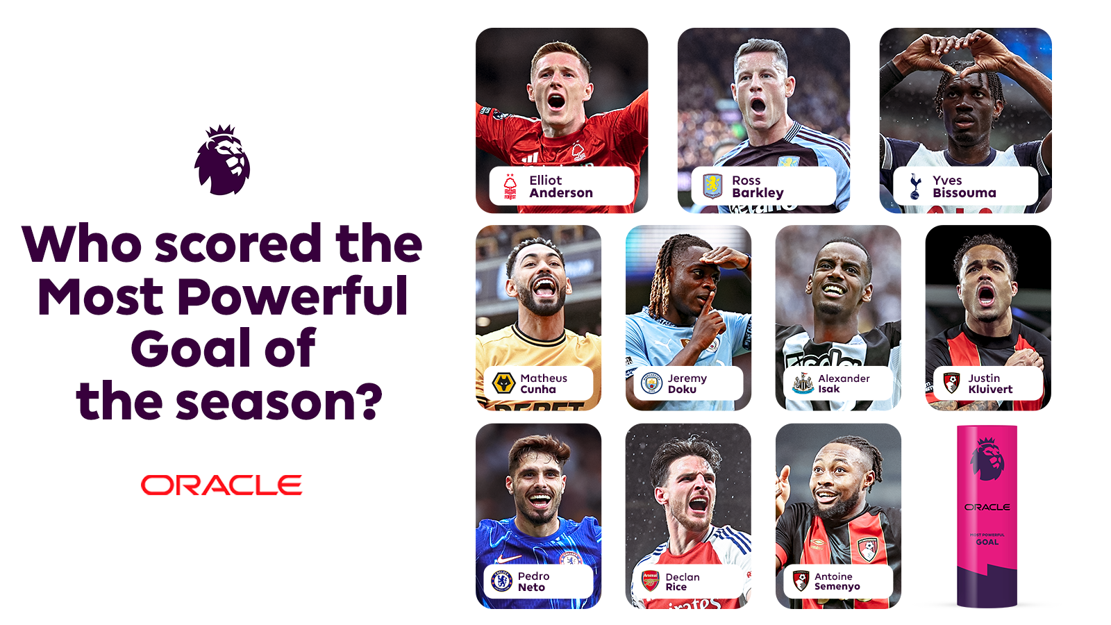 Who will win Oracle's Most Powerful Goal award?