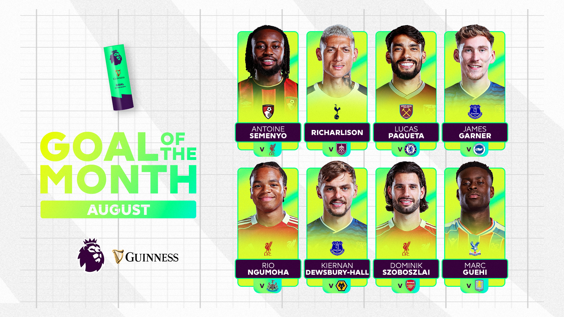 Watch August 2025's Guinness Goal of the Month contenders