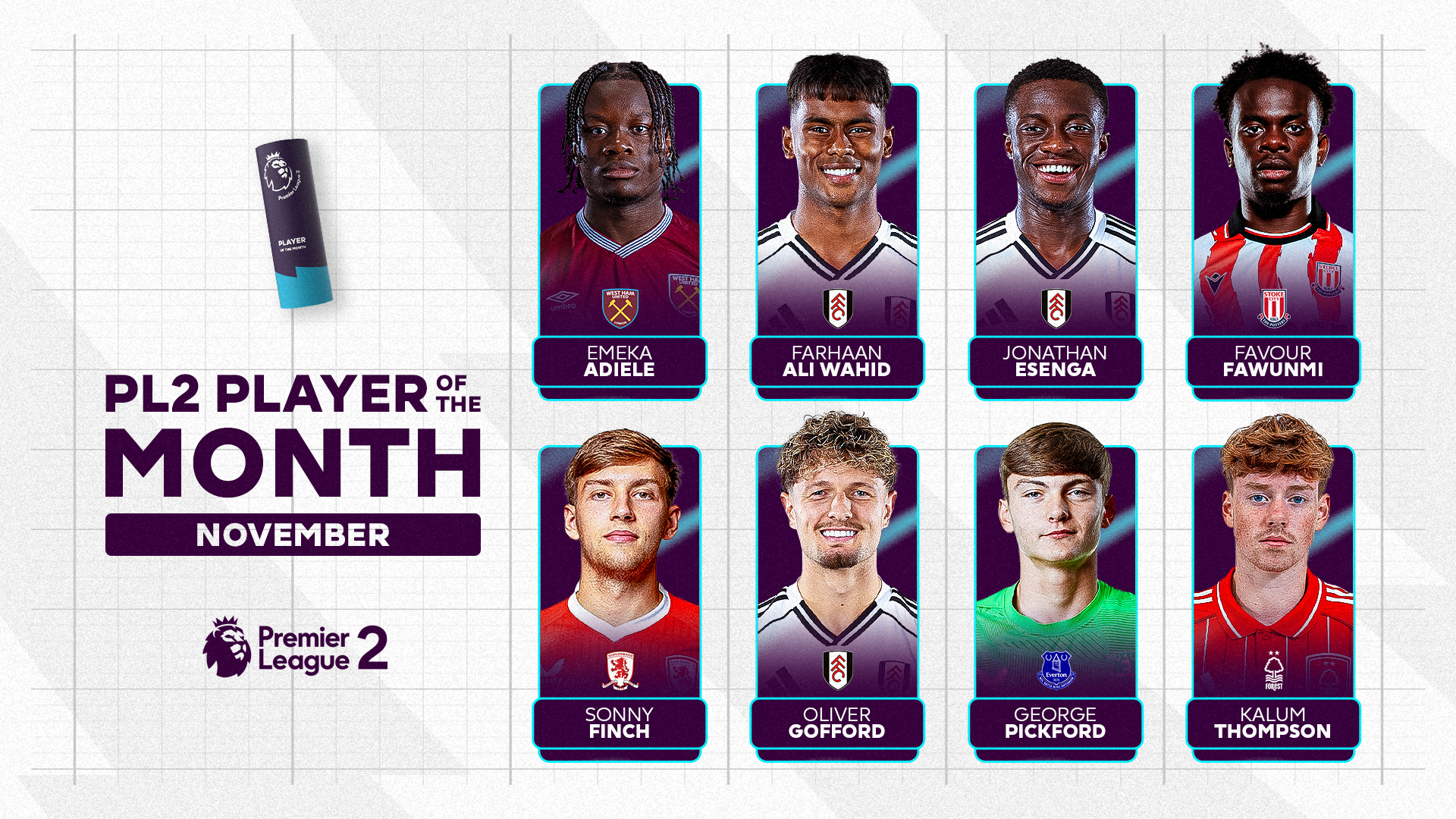 Shortlist revealed for November's PL2 Player of the Month