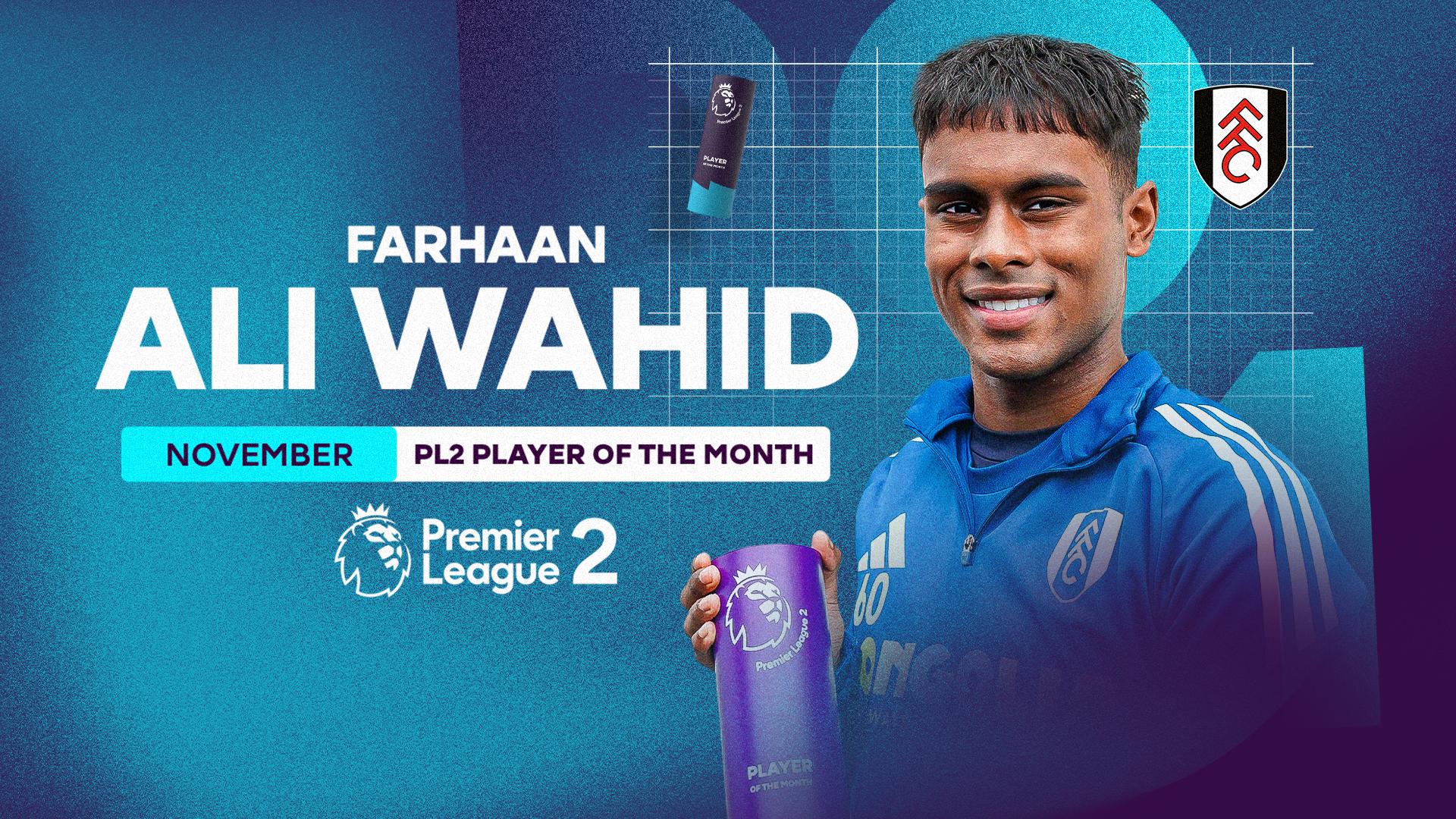 Fulham's Ali Wahid named PL2 Player of the Month for November