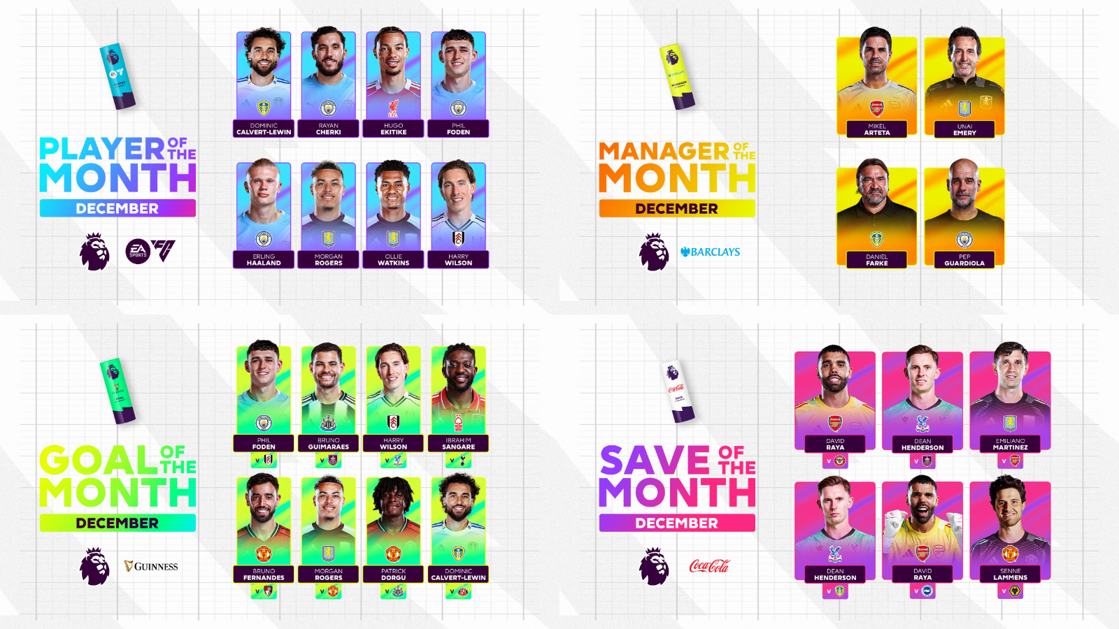 VOTE for December 2025's Premier League award winners