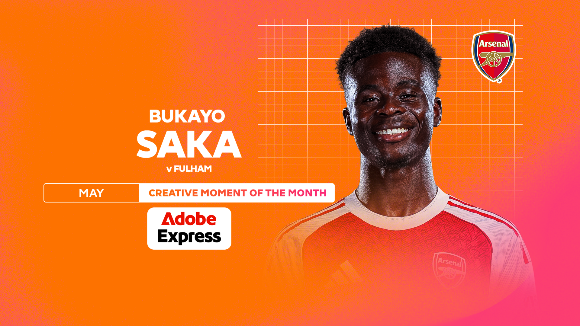 Saka wins Adobe Express Creative Moment of the Month award